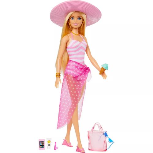 Barbie Doll with Swimsuit and Beach-Themed Accessories